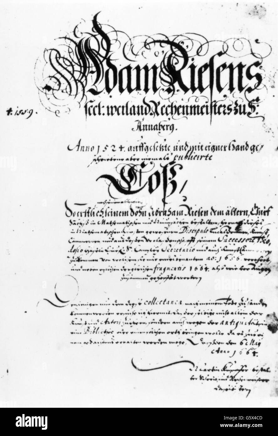 Ries, Adam, 27.3. 1492 - 30.3.1559, German arithmetician, works, "Coss ...