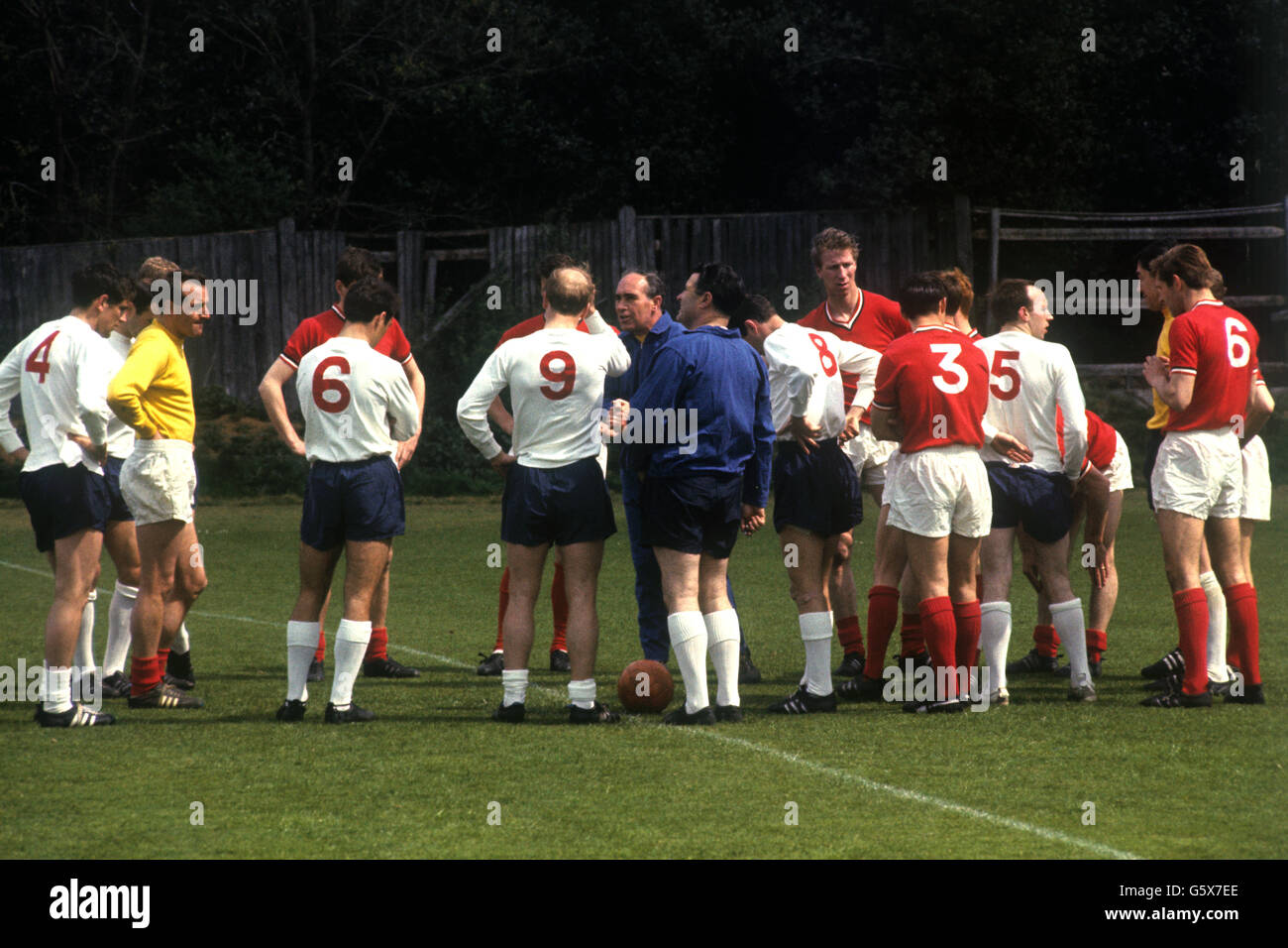 Soccer - England Training - 1965. England coach, Alf Ramsey, makes a ...