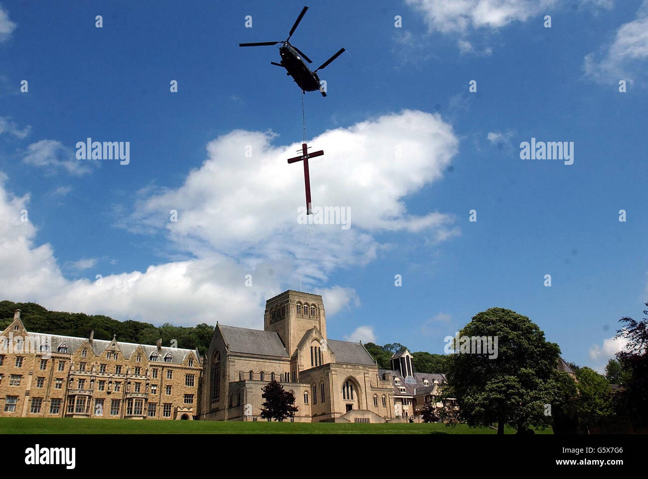 The 50 ft memorial cross to the late Cardinal Basil Hume being moved by ...