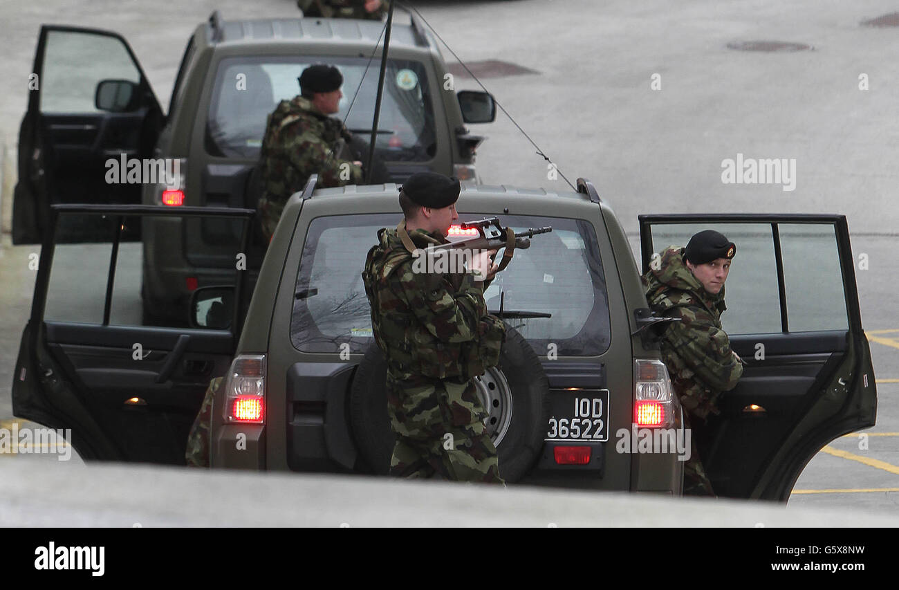A heavy security presence is seen outside the Special Criminal Court in ...