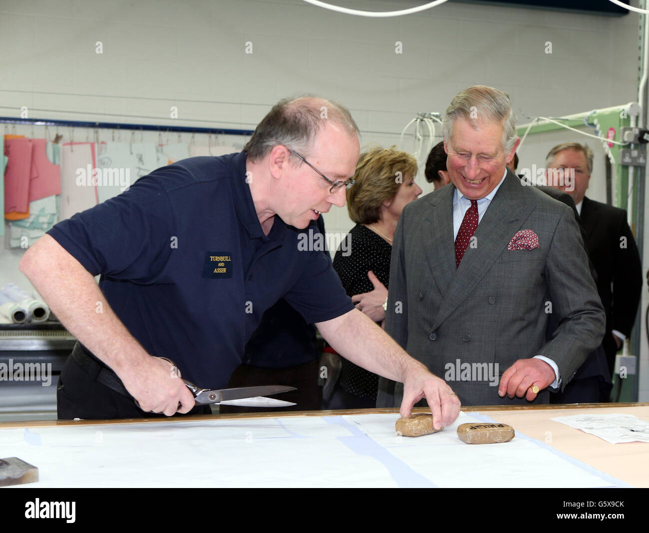 The Prince of Wales talks to Philip Goode during a tour of the Shirt ...