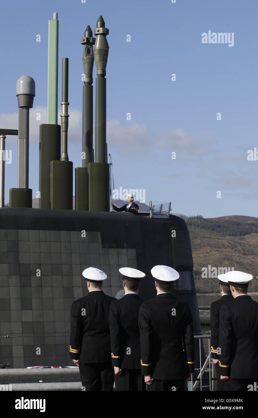 Navy ratings stand next to HMS Ambush, Britain's most advanced attack ...