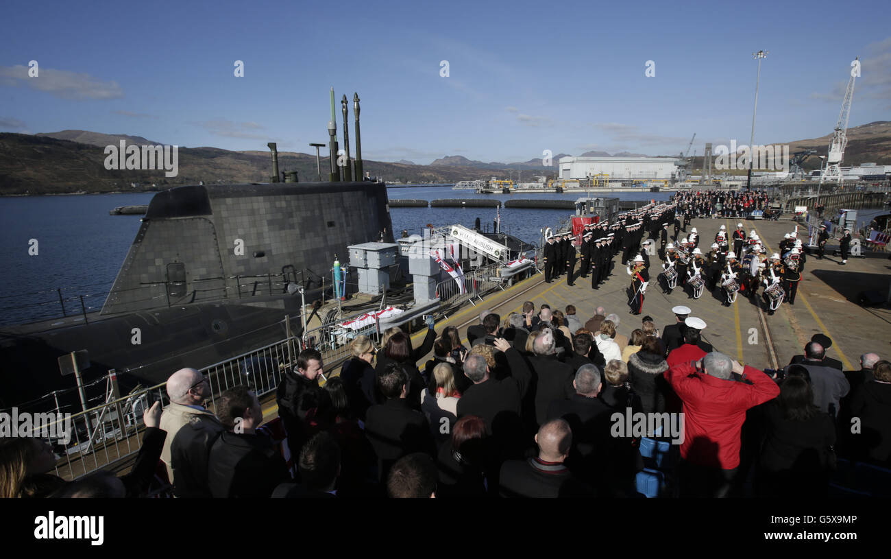 A general view during the commissioning ceremony for HMS Ambush ...