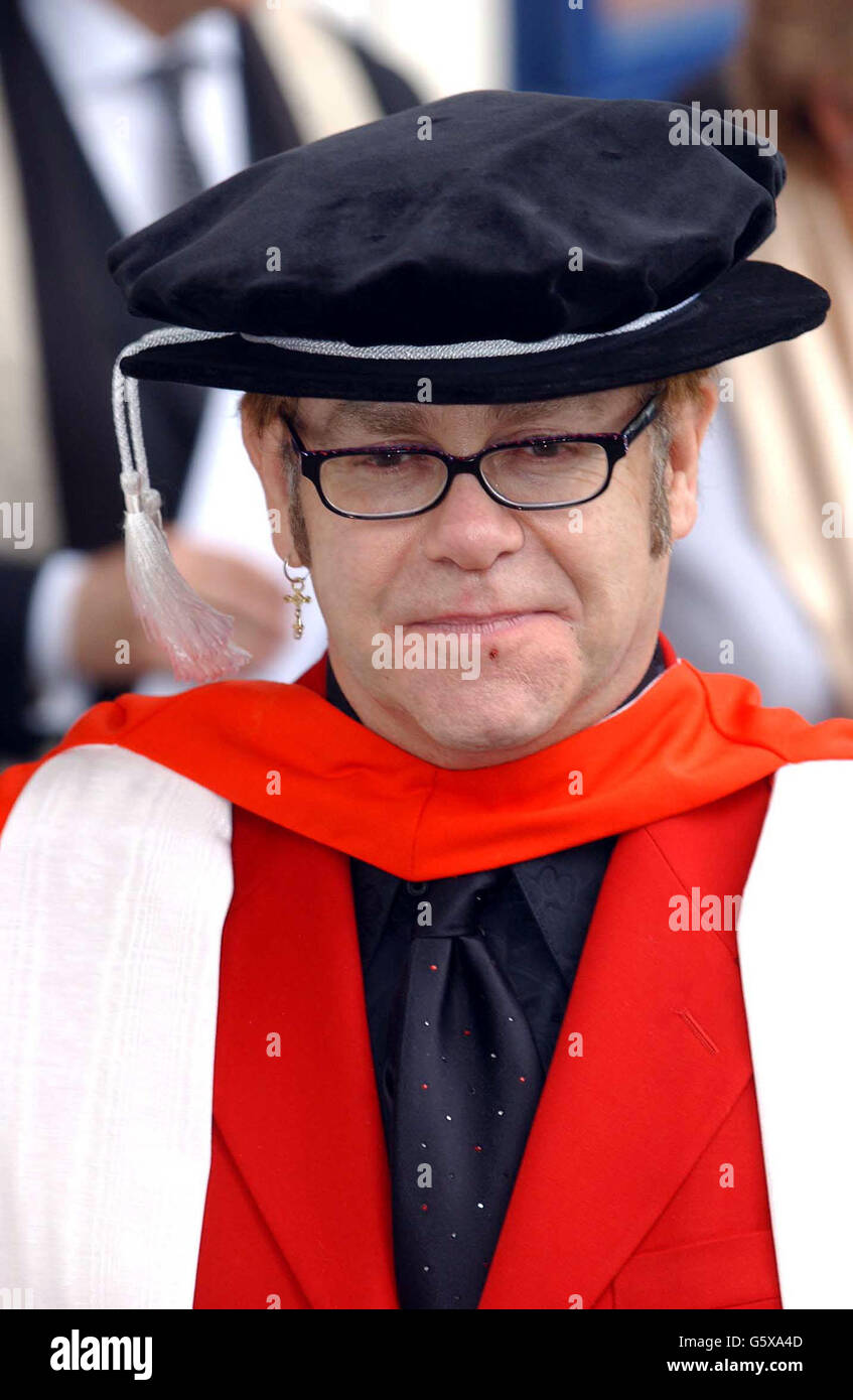 Sir Elton John smiles after receiving an Honorary Doctorate from the ...
