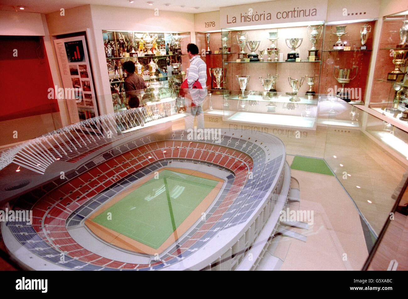 CHAMPIONS LEAGUE SOCCER. THE TROPHY ROOM AT BARCELONA Stock Photo - Alamy