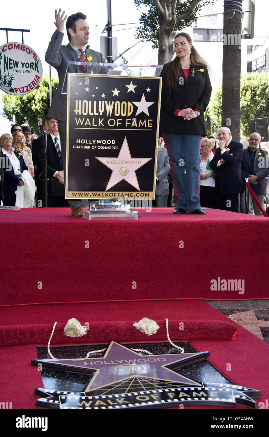 Maria Burton and Michael Sheen at a ceremony to honour the late Richard ...