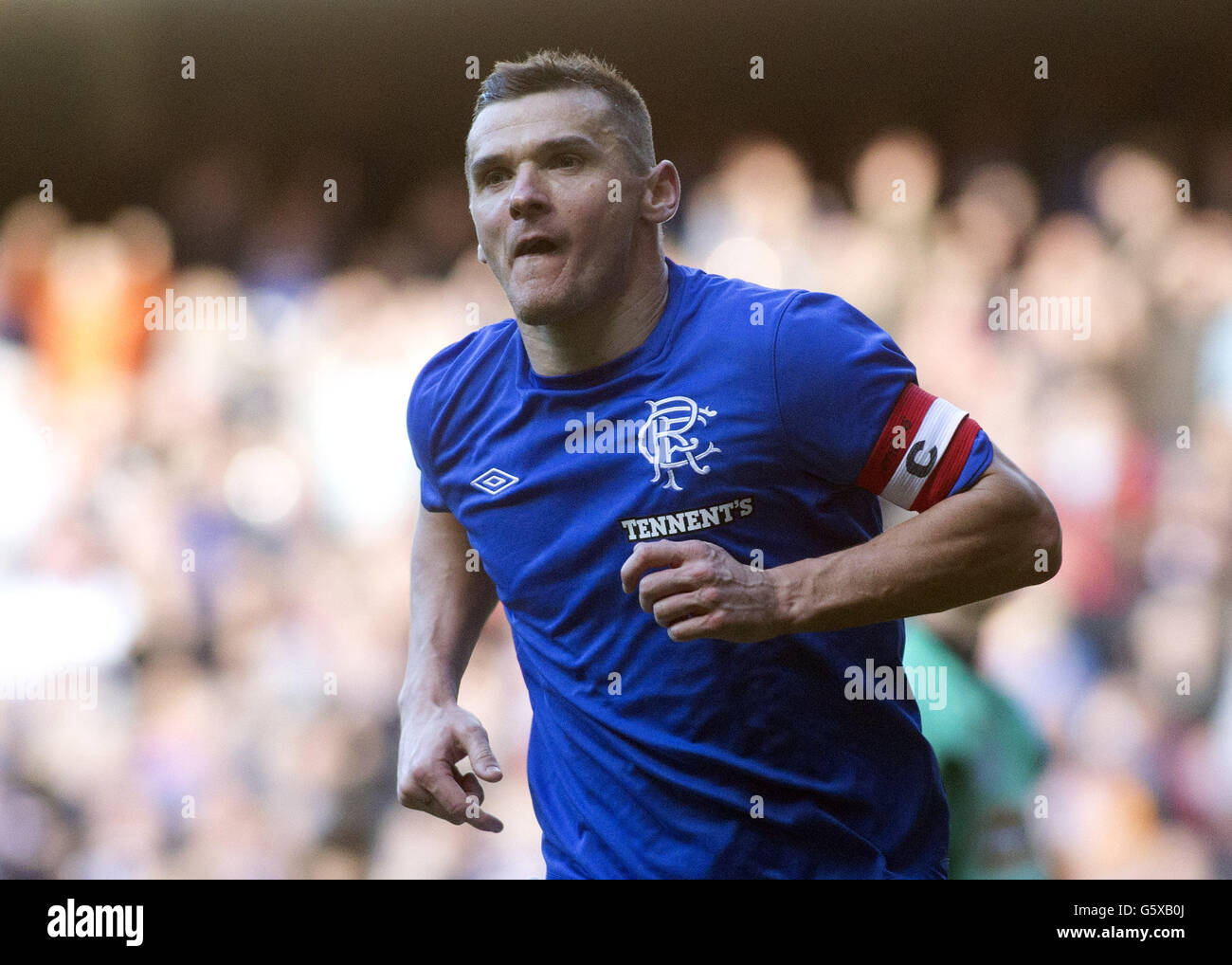 Rangers' Lee McCulloch celebrates his goal during the IRN-BRU Scottish ...