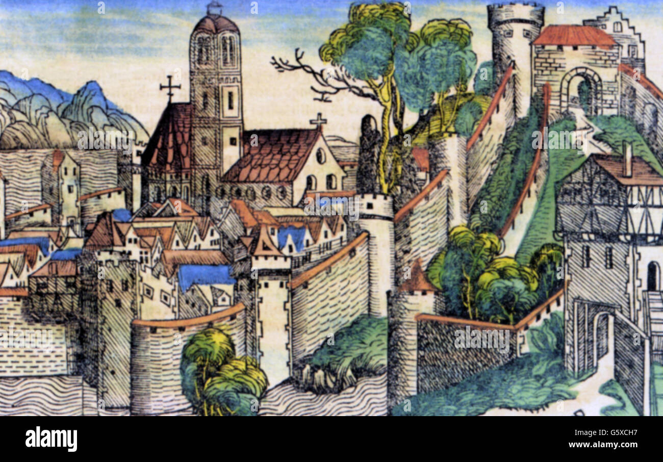 Woodcut of michael wolgemut hi-res stock photography and images - Alamy