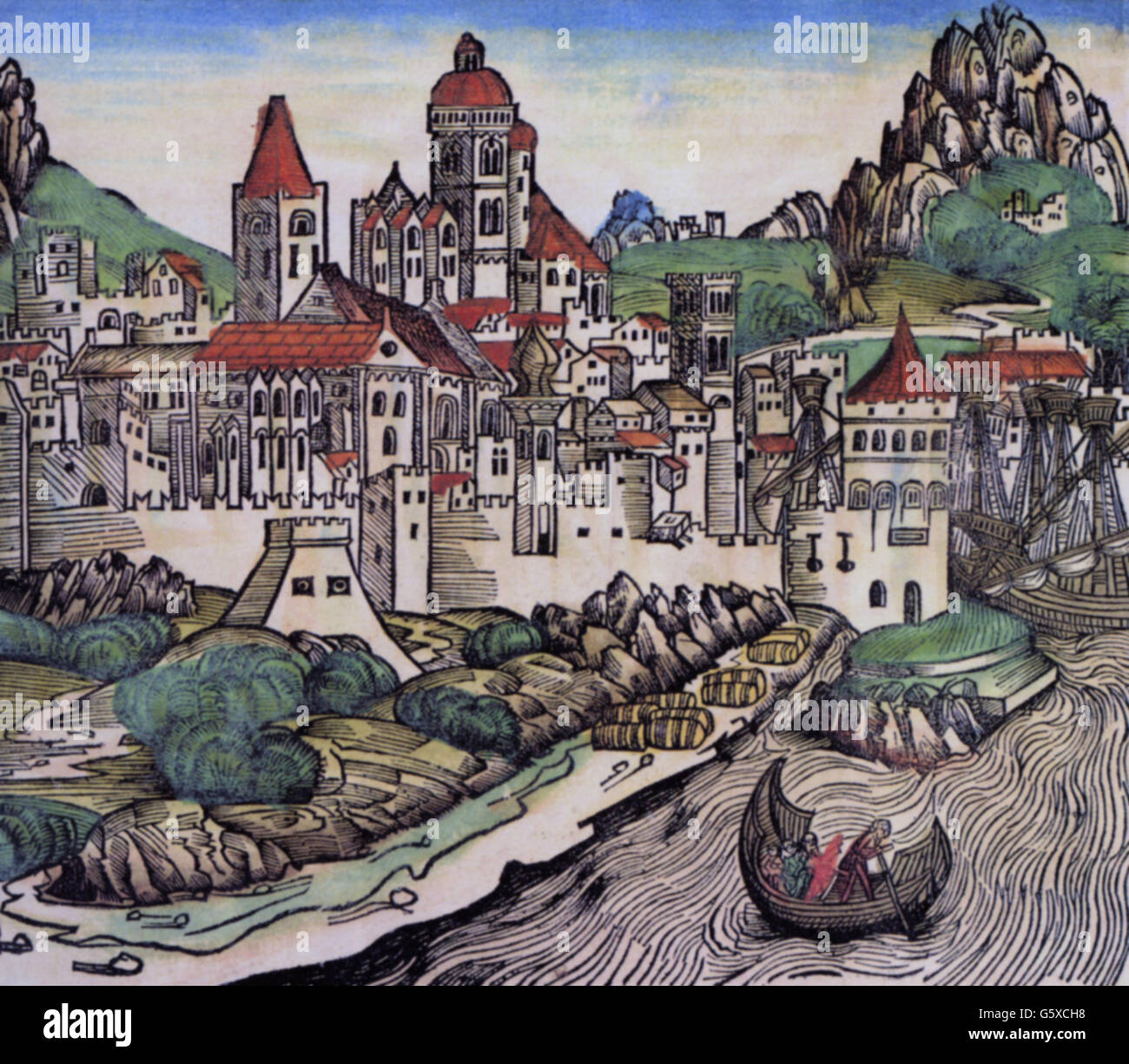 geography / travel, Italy, Bologna, view, woodcut by Michael Wolgemut ...