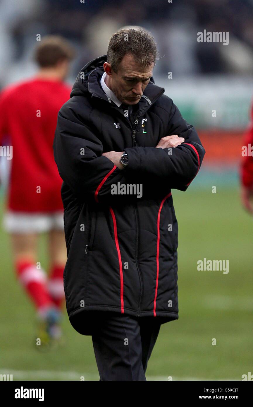 Wales' head coach Rob Howley on the pitch before kick-off during the ...