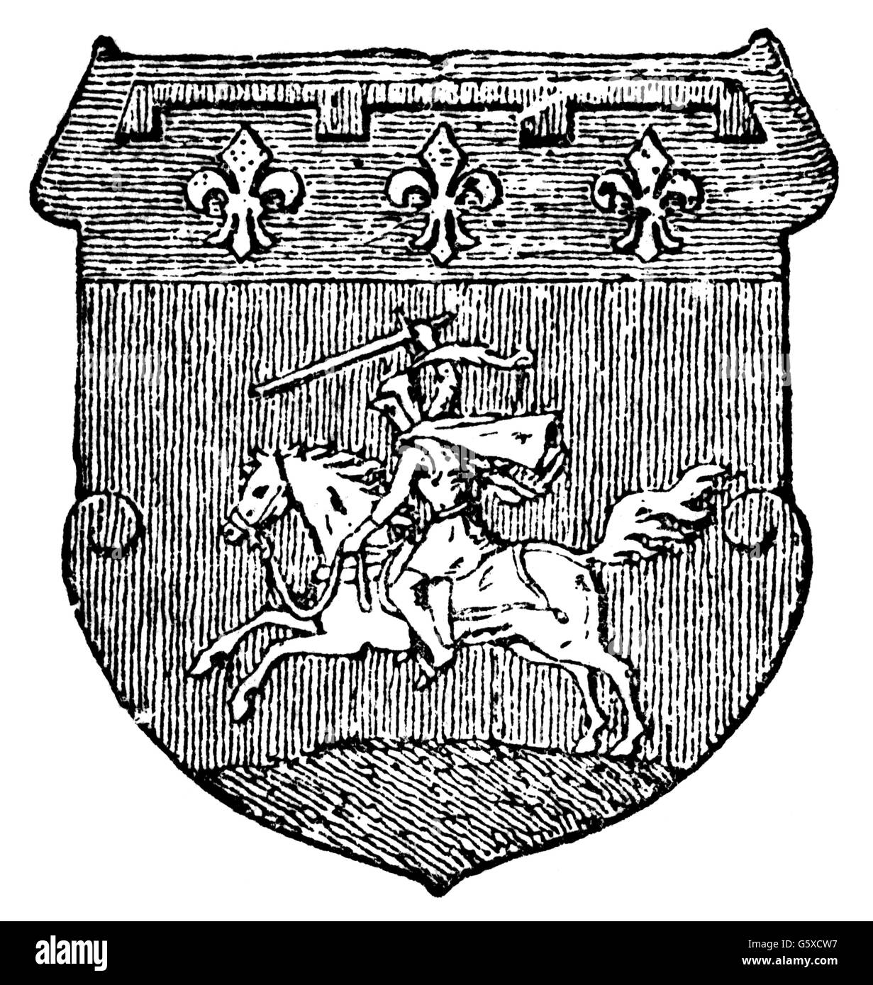 heraldry, coat of arms, Italy, city arms, Ancona, wood engraving, 1892 ...