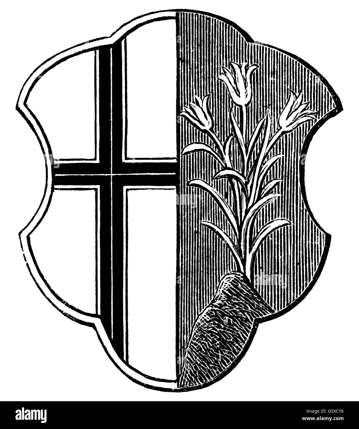 heraldry, coat of arms, Germany, city arms, Fulda, wood engraving, 1892 ...