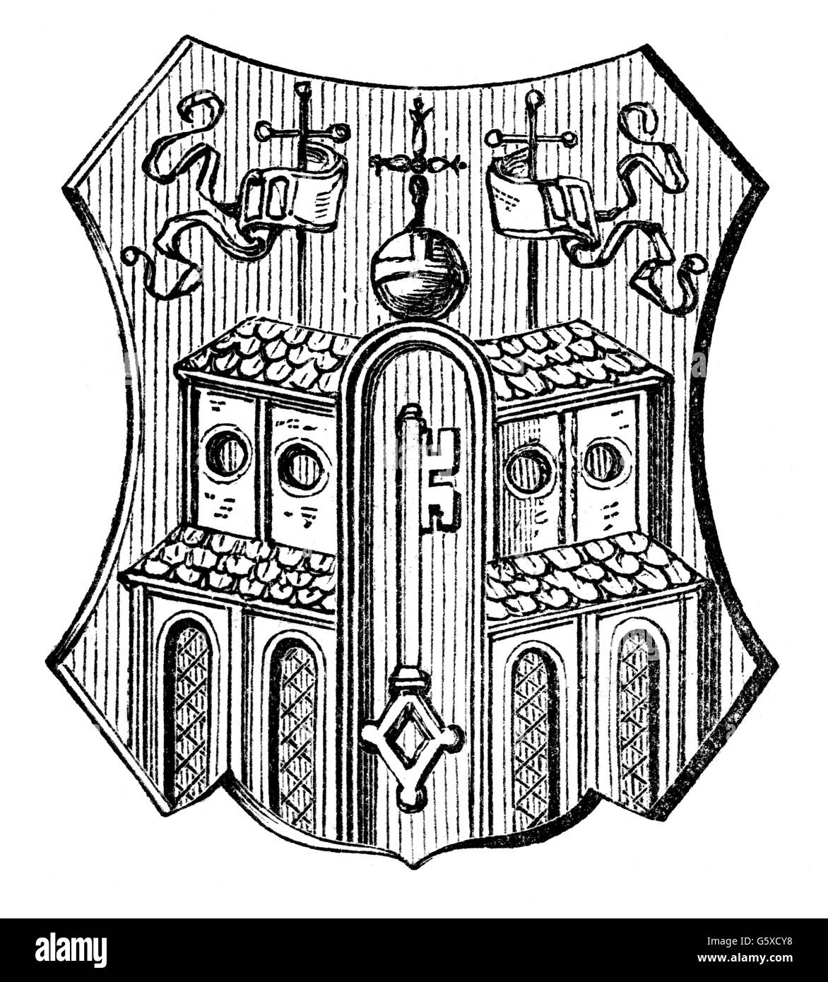 heraldry, coat of arms, Germany, city arms, Herford, wood engraving ...