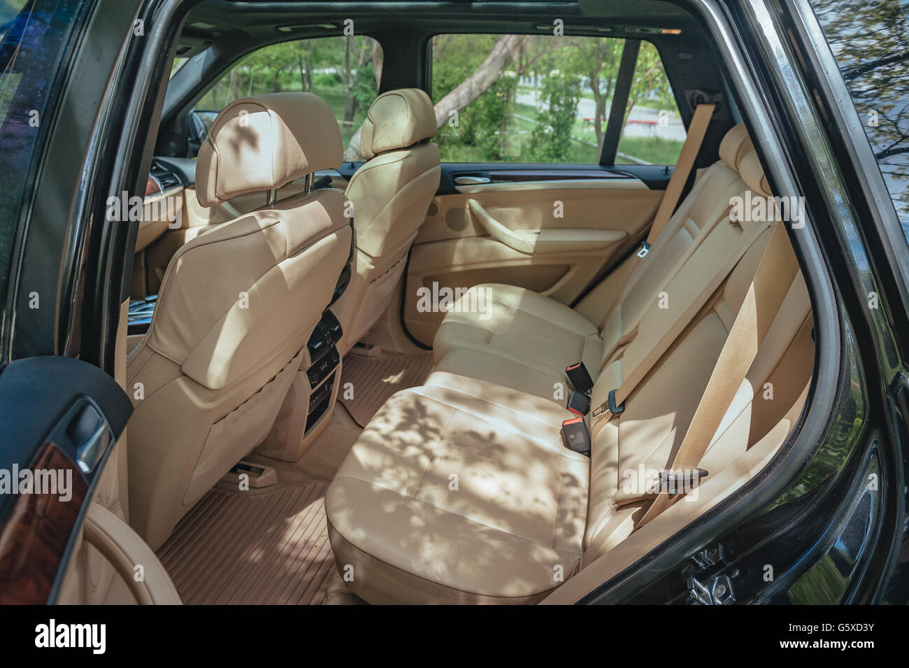 Modern car interior. Rear seats Stock Photo - Alamy