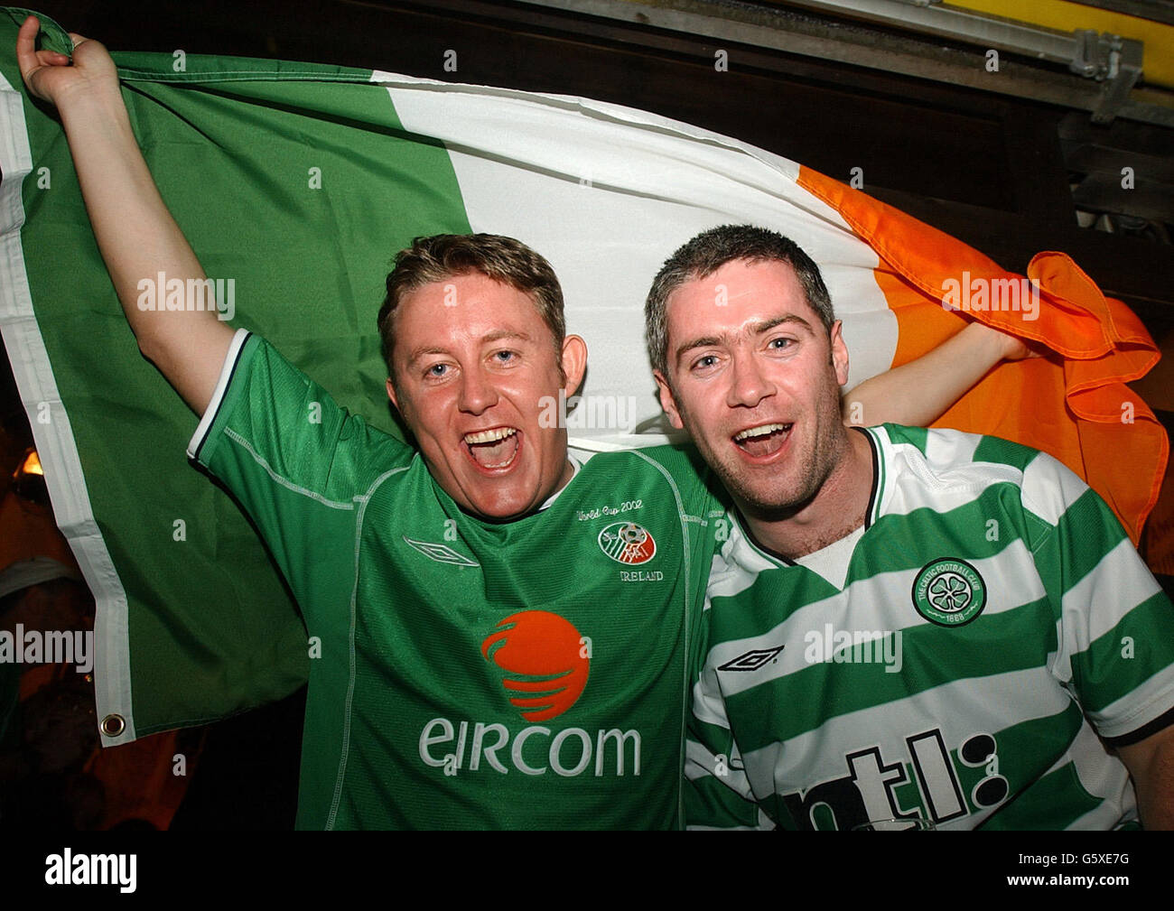 Irish soccer fans Tony Bergin, 28, from Pike (left) and Donny Tobin, 28 ...