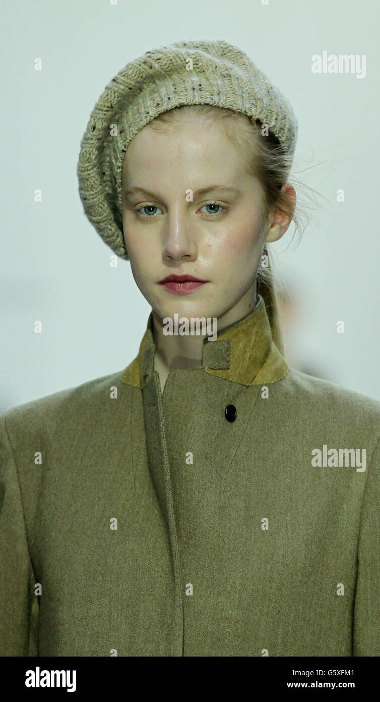 A model on the catwalk during the Margaret Howell Autumn/Winter 2013 ...