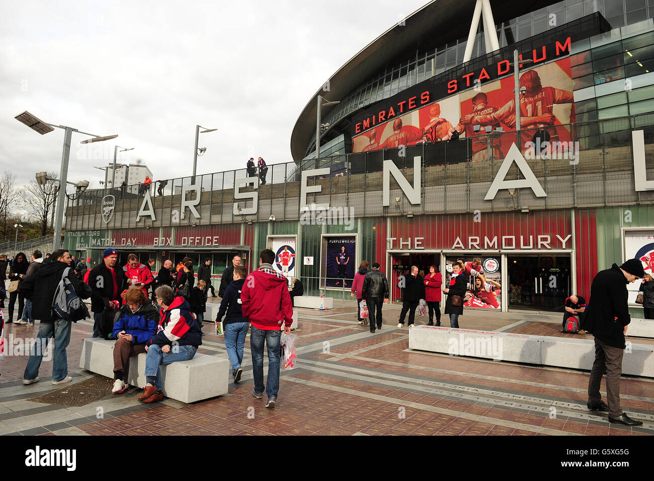 General view of fans outside the emirates stadium the game hi-res stock ...