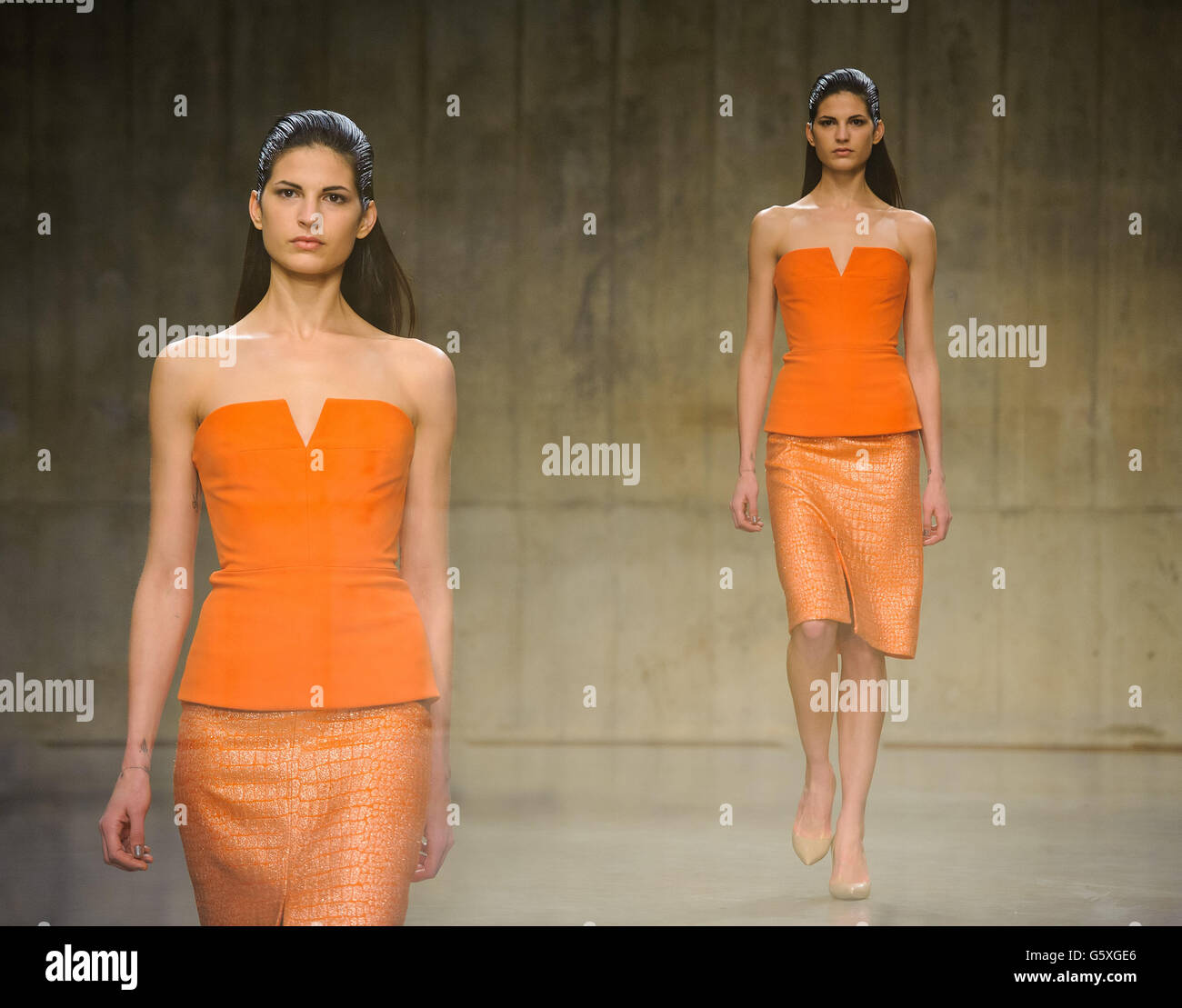 Richard Nicoll Catwalk - London Fashion Week 2013. Models during the ...