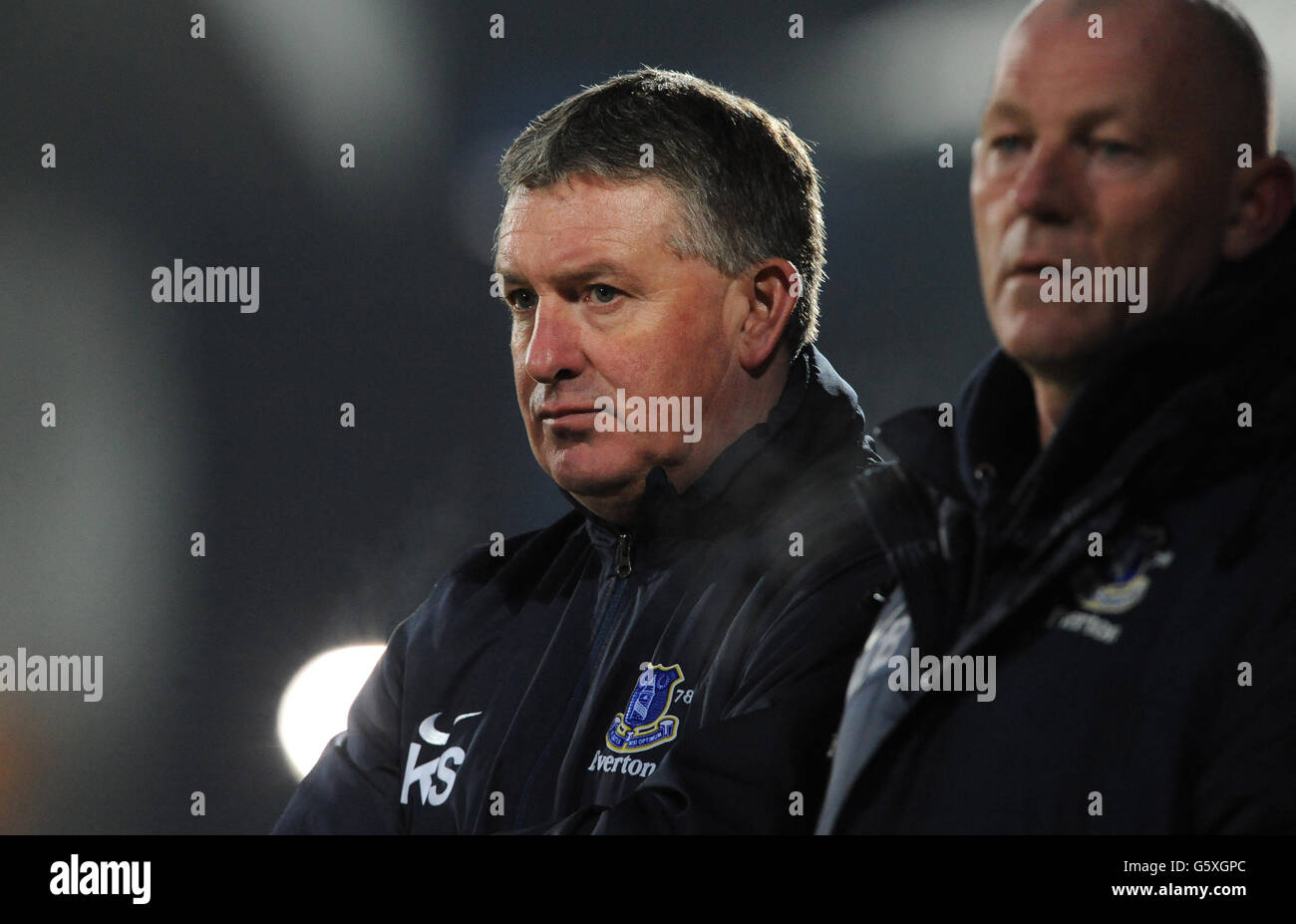 Everton's Manager Kevin Sheedy (left) watches the action during the ...