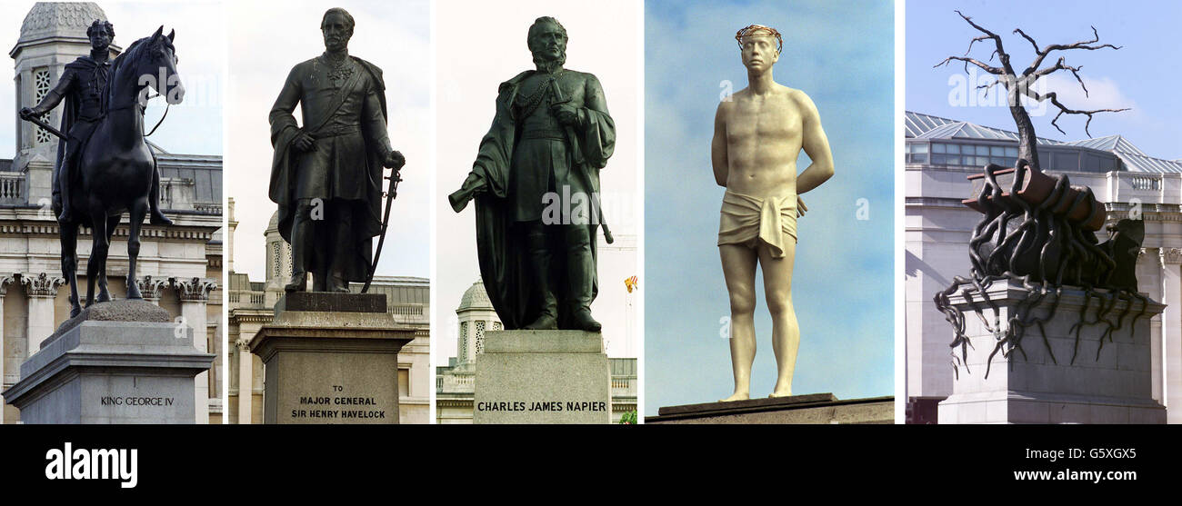 Composite picture of the three permanent statues at Trafalgar Square ...
