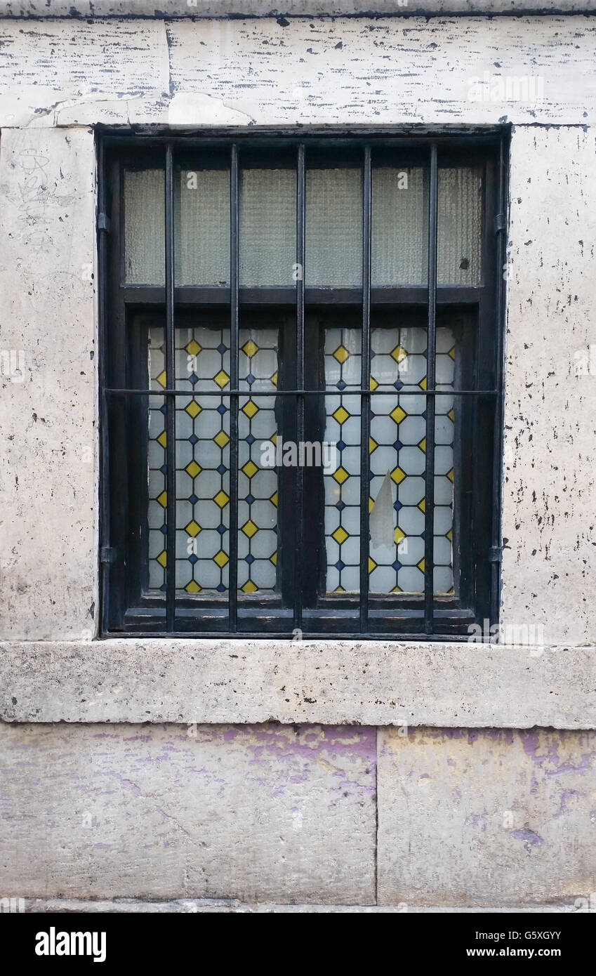 Black Framed Fenced Window Stock Photo - Alamy