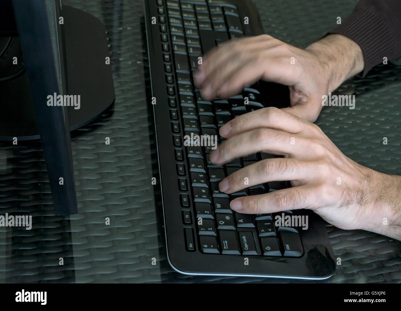 Man's hands on keyboard Stock Photo - Alamy