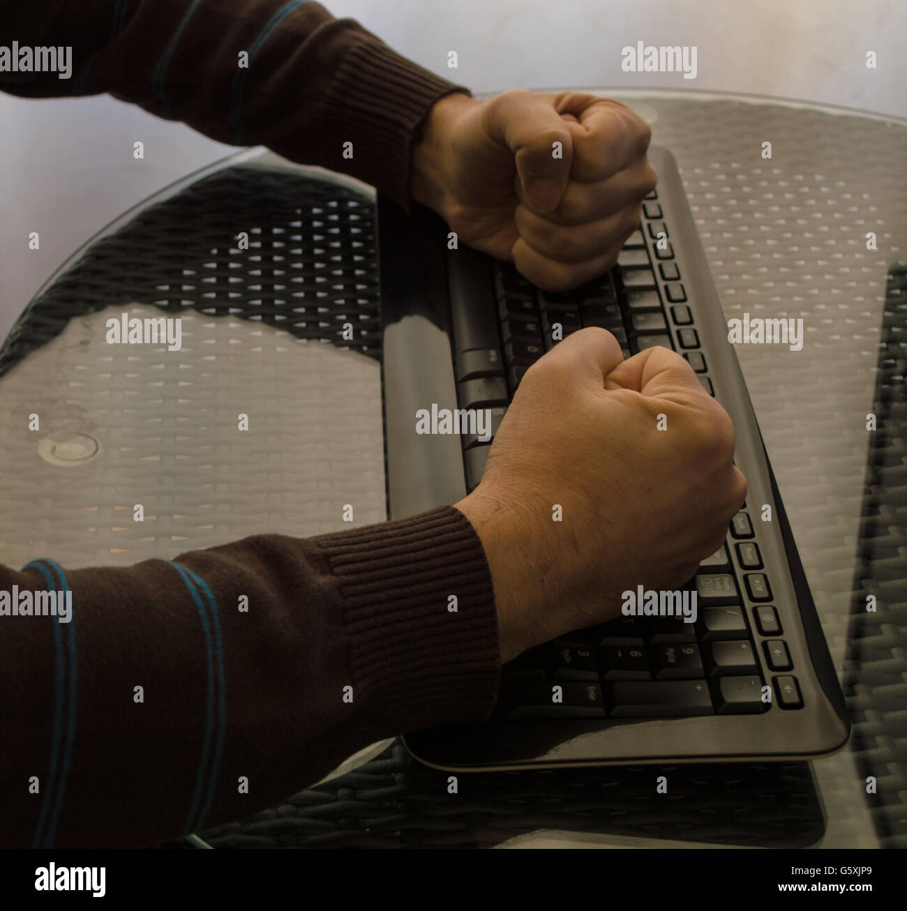 Man's hands on keyboard Stock Photo - Alamy