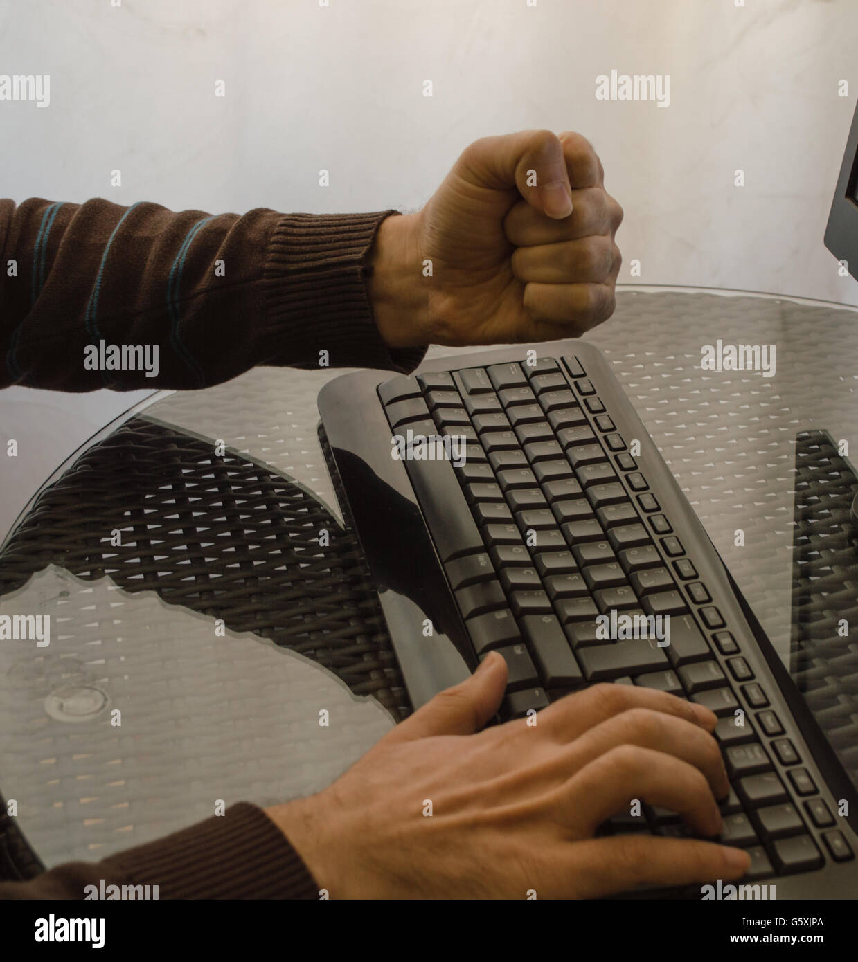 Man's hands on keyboard Stock Photo - Alamy