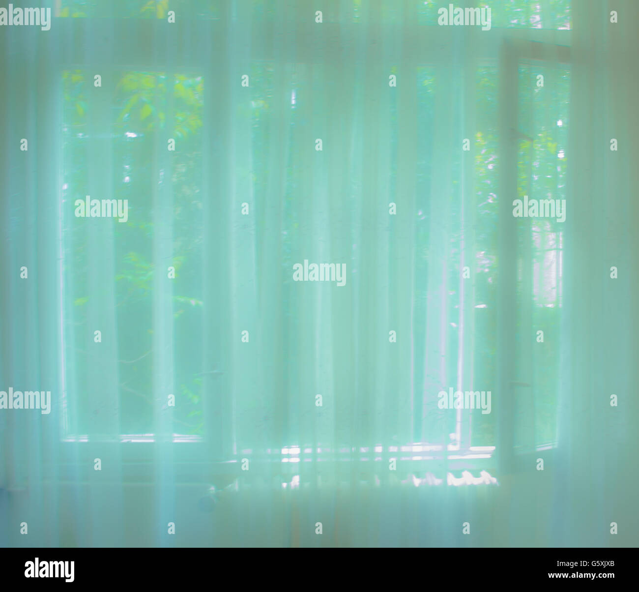 Dreamy curtain with a open window Stock Photo - Alamy