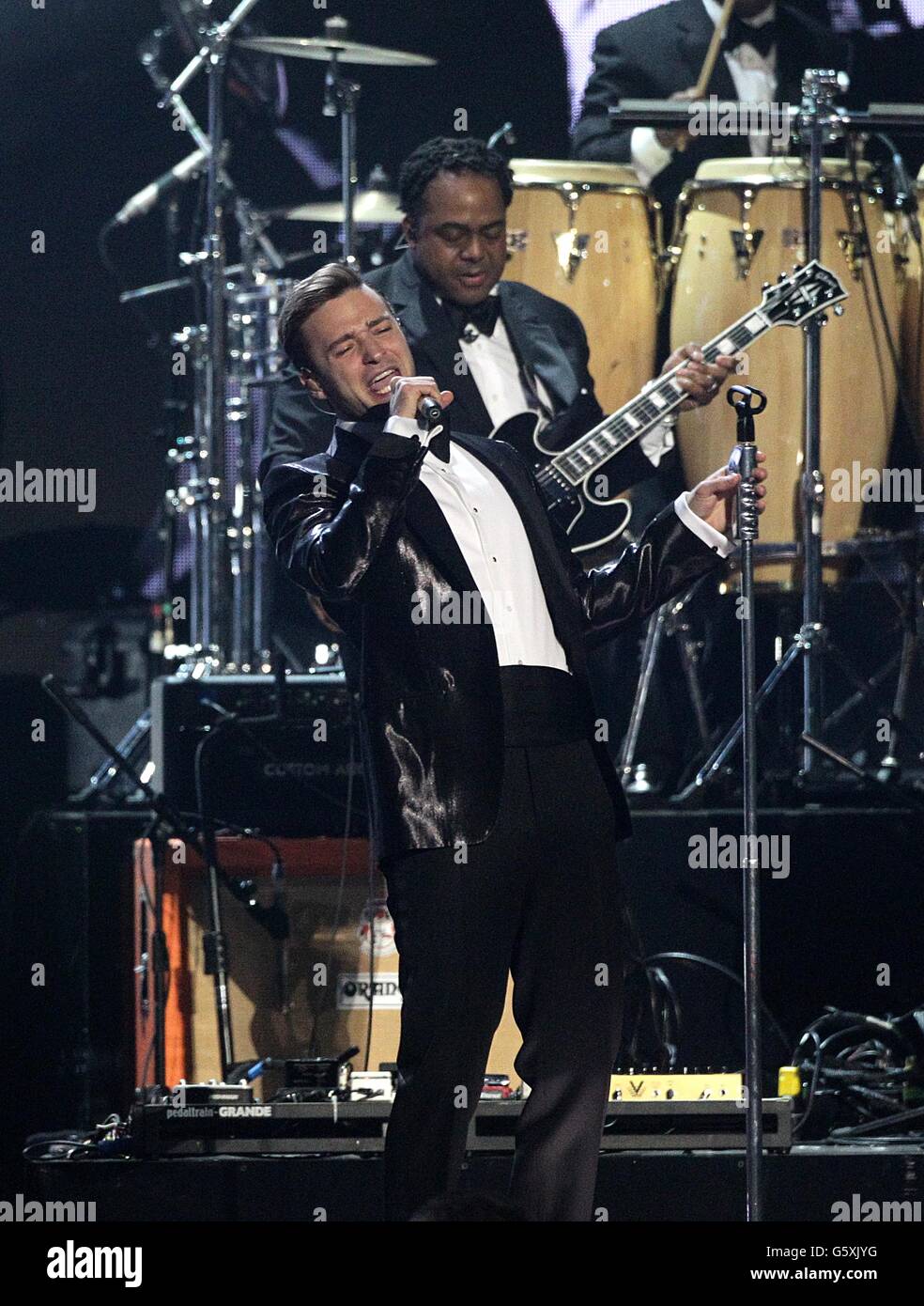 Justin Timberlake performs during the 2013 Brit Awards at the O2 Arena ...