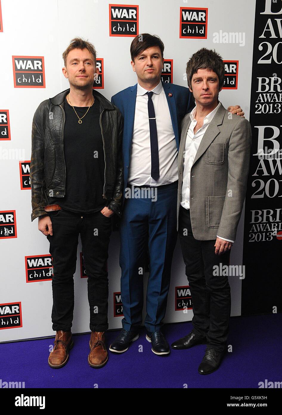 Damon Albarn and Noel Gallagher (right) with Ben Knowles (centre) from ...