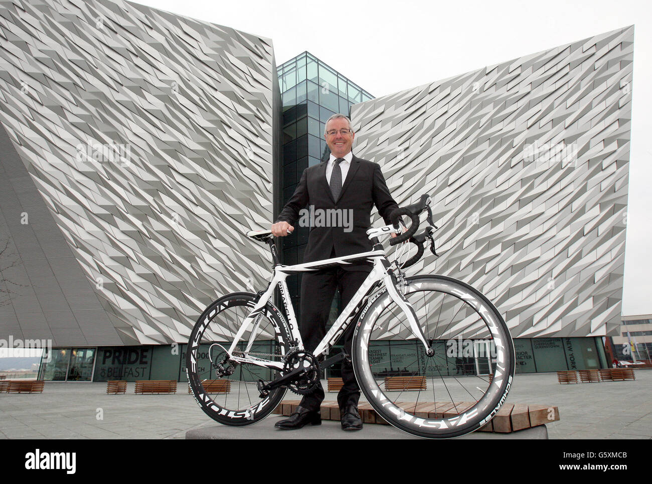 Stephen Roche outside the Titanic building in Belfast as organisers ...