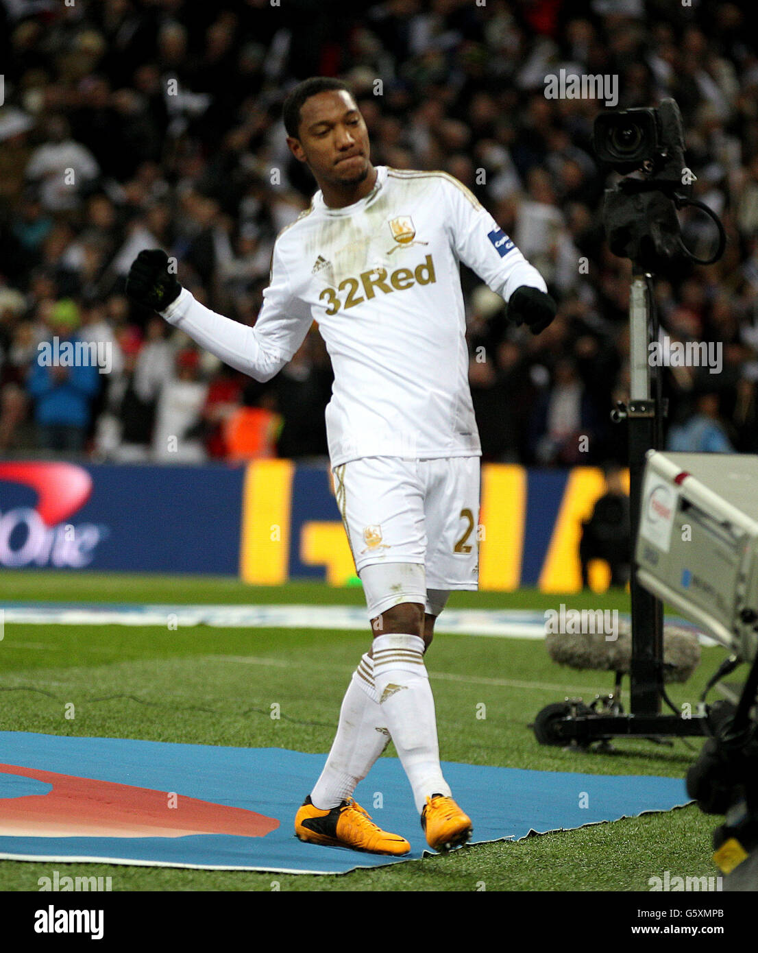 Swansea City's Jonathan de Guzman celebrates scoring his side's fifth ...