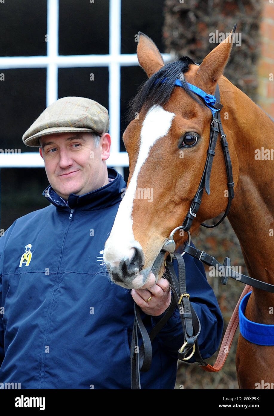 Racehorse trainer Donald McCain Jnr with Overturn during a visit to ...