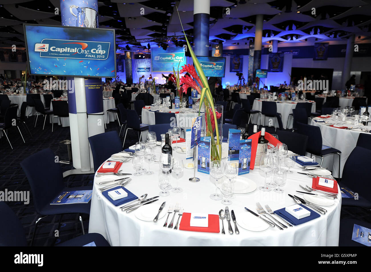 Hospitality in the great hall at wembley stadium hi-res stock ...