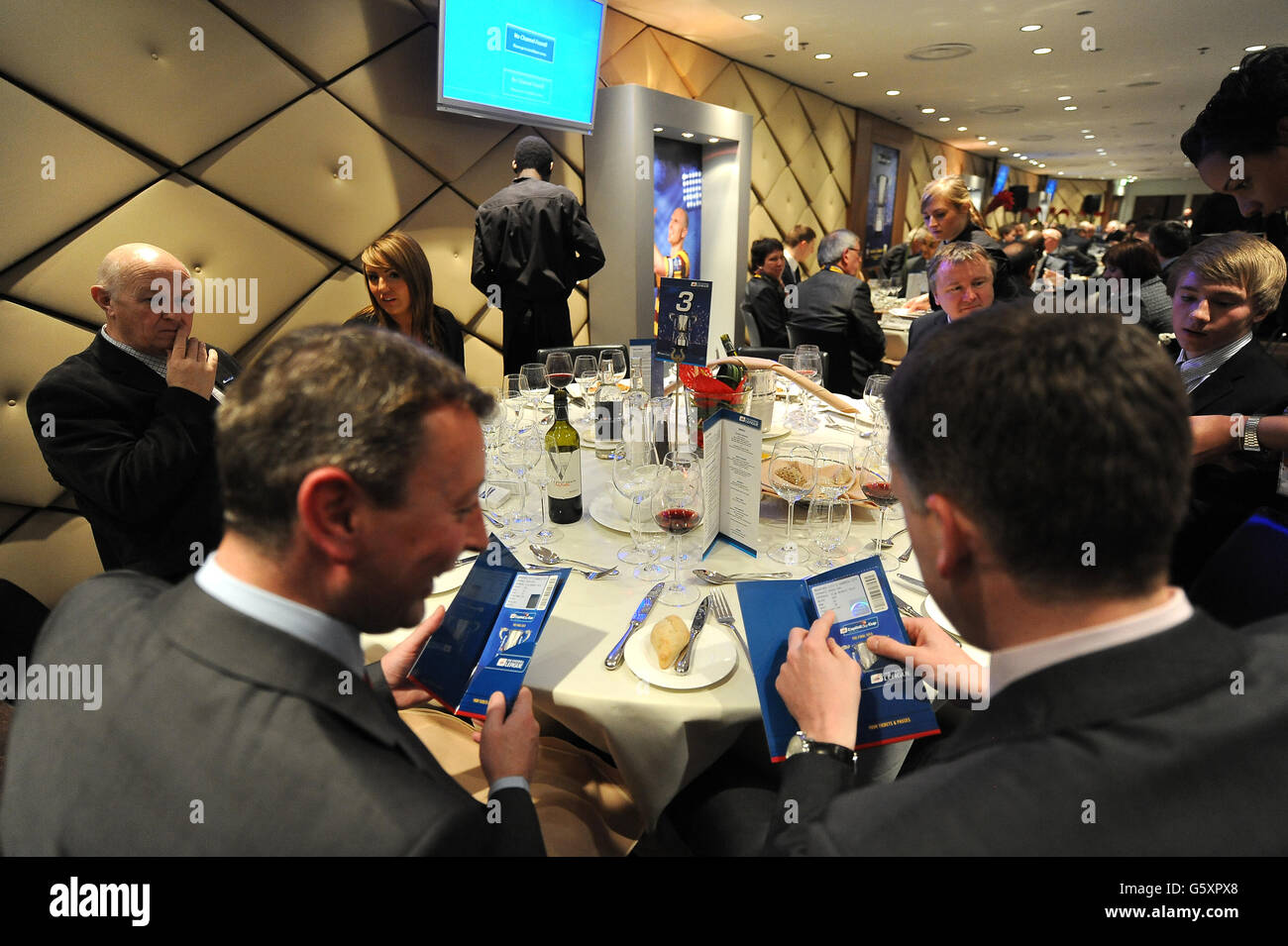 Guests enjoy the hospitality in the Wembley Suite at Wembley Stadium ...