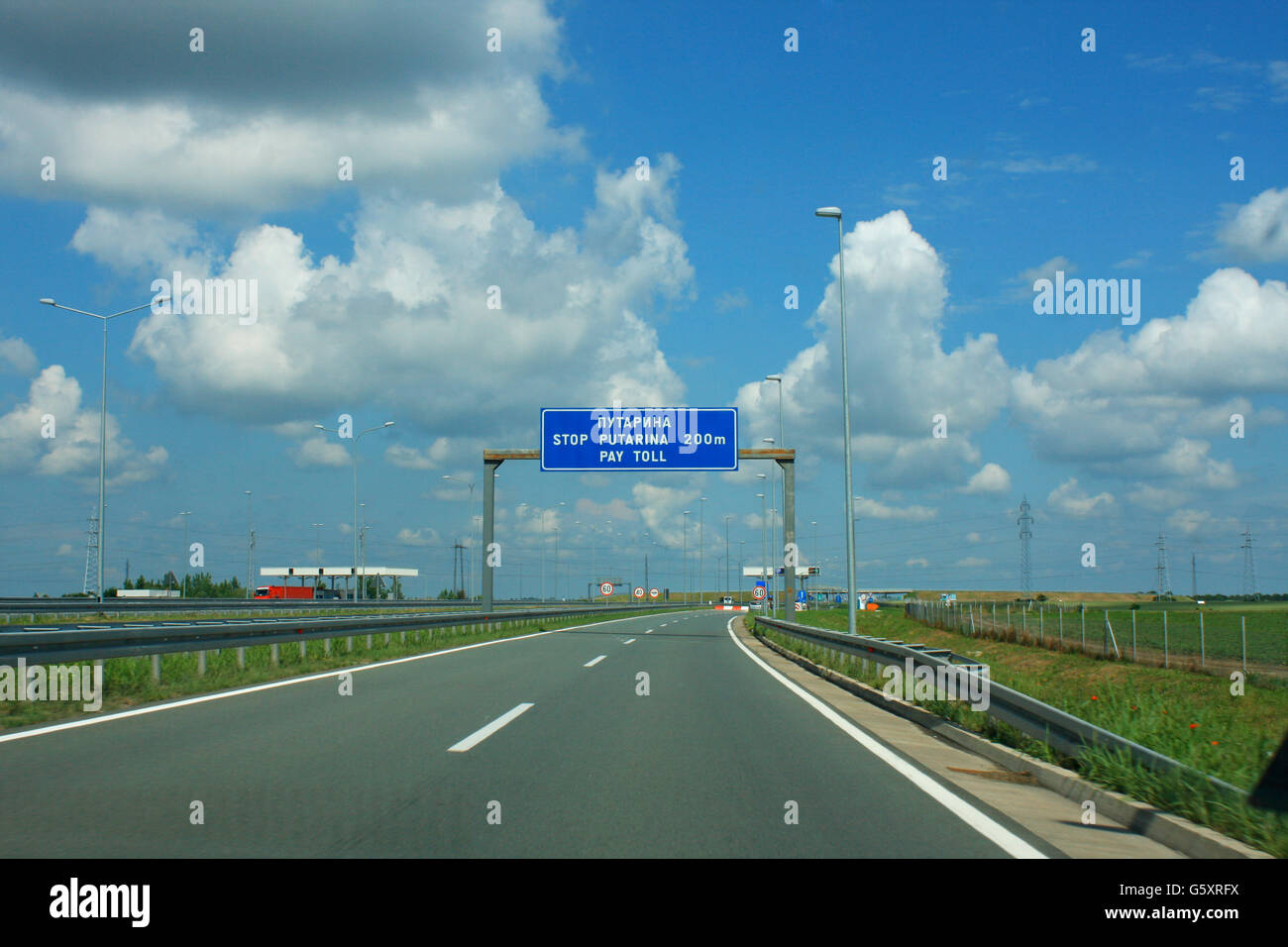 Highway toll routh sign Stock Photo - Alamy