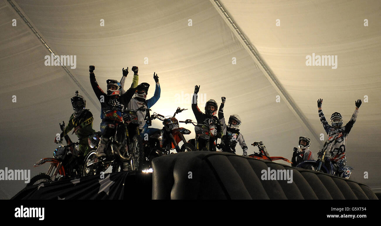 Motocross riders celebrates after they made a new Guinness World Record ...