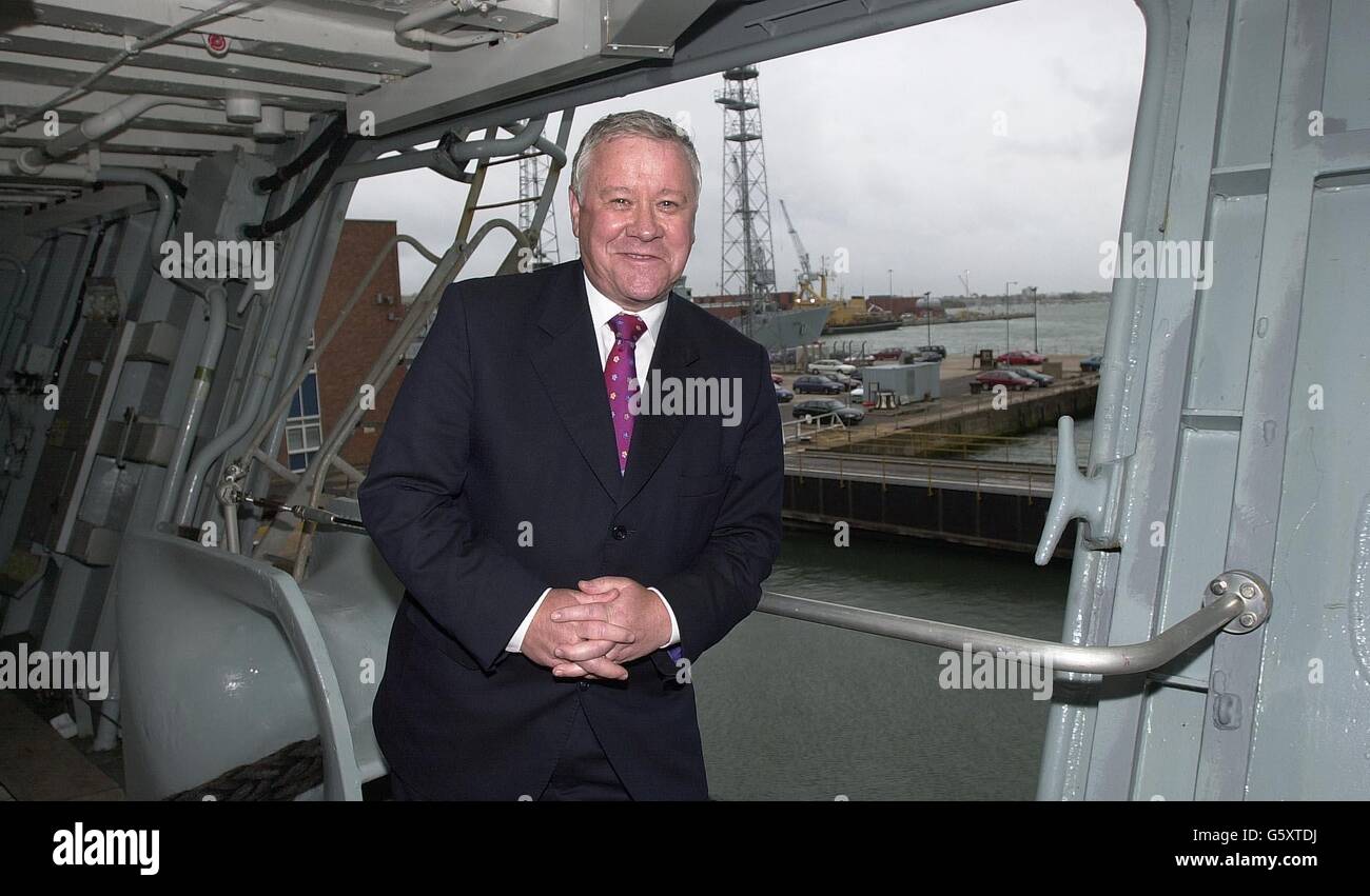 Defence Minister Adam Ingram aboard HMS Ark Royal in Portsmouth, during ...