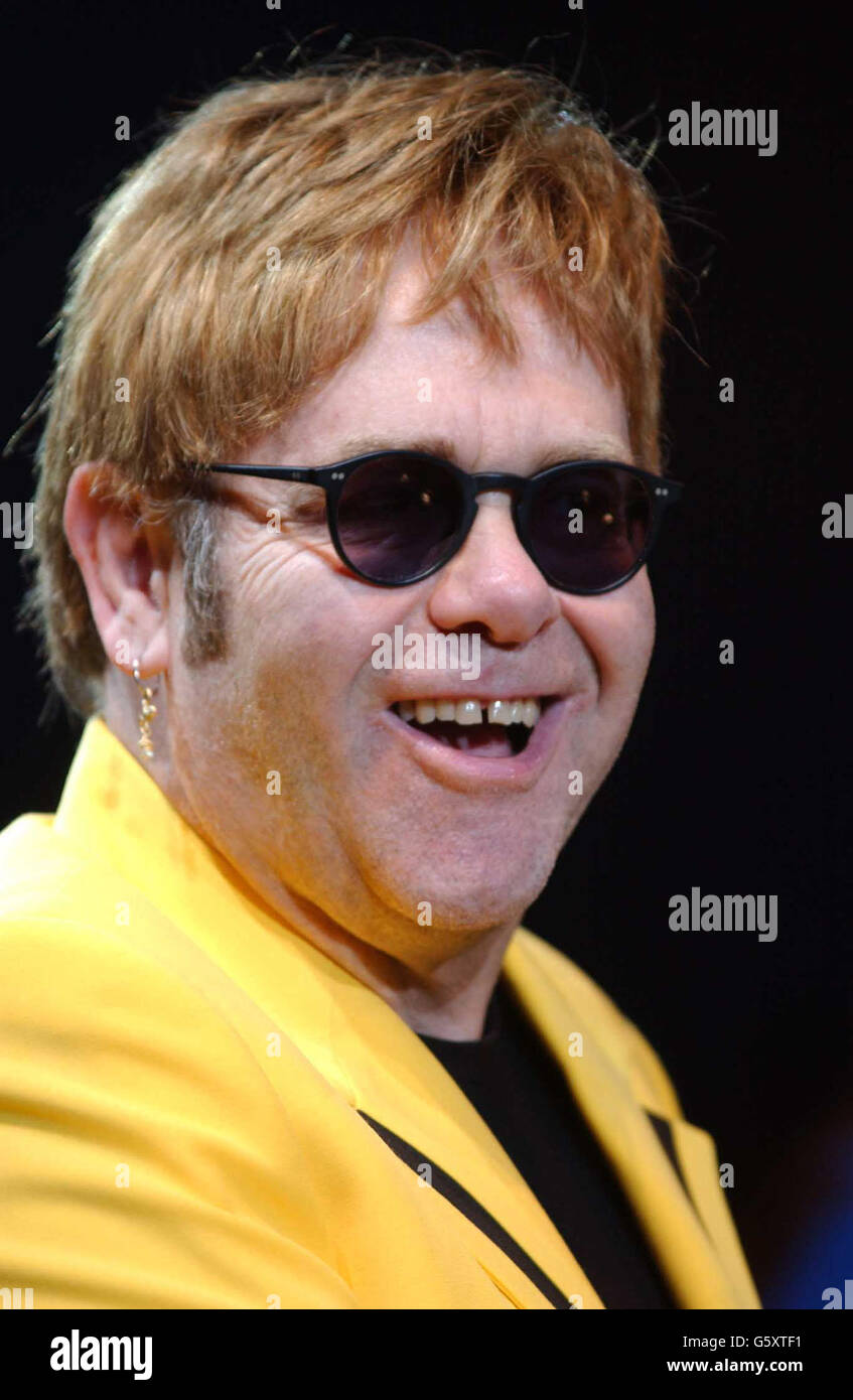 Elton John in concert. Singer Elton John performing at the NEC in ...