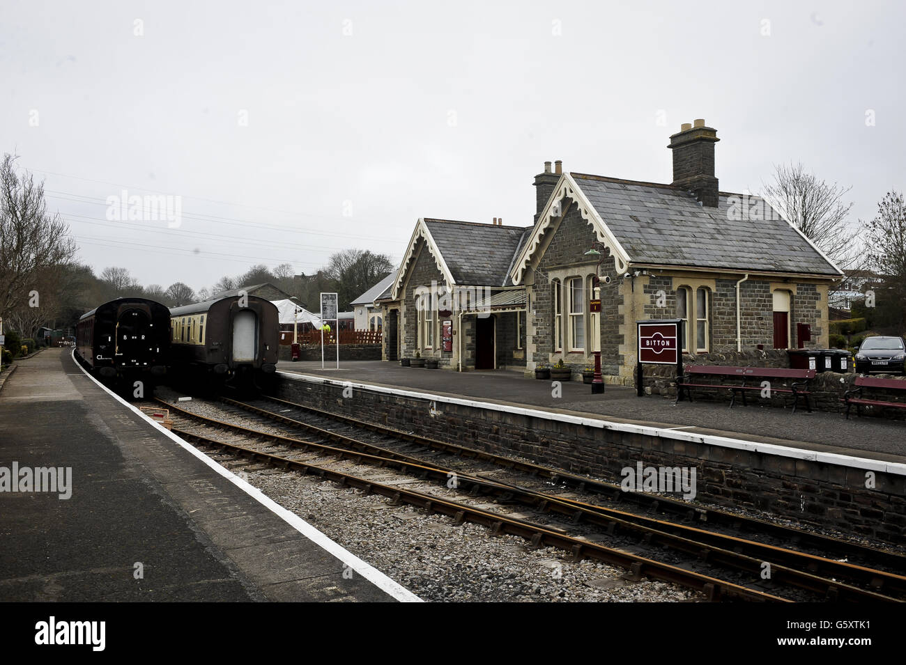 A general view of Bitton Station on the Avon Valley Railway, beside the ...
