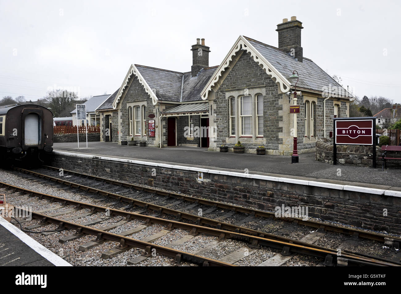 A general view of Bitton Station on the Avon Valley Railway, beside the ...