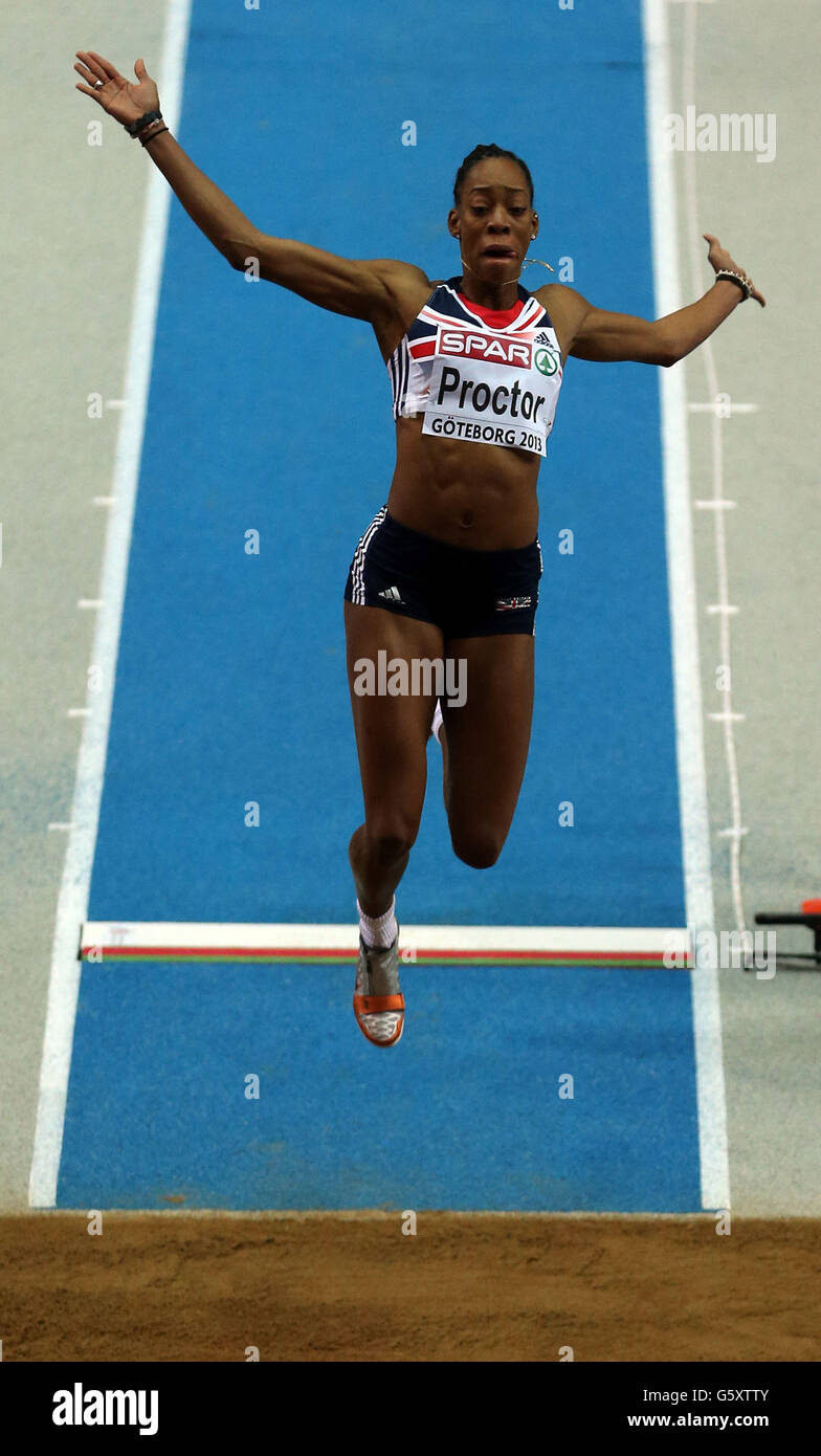 Great Britain's Shara Proctor completes her one and only jump in the ...