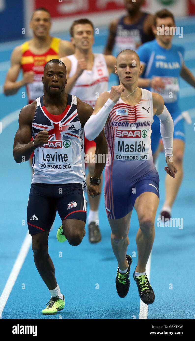 Great Britain's Nigel Levine (left) competes in the men's 400metre ...