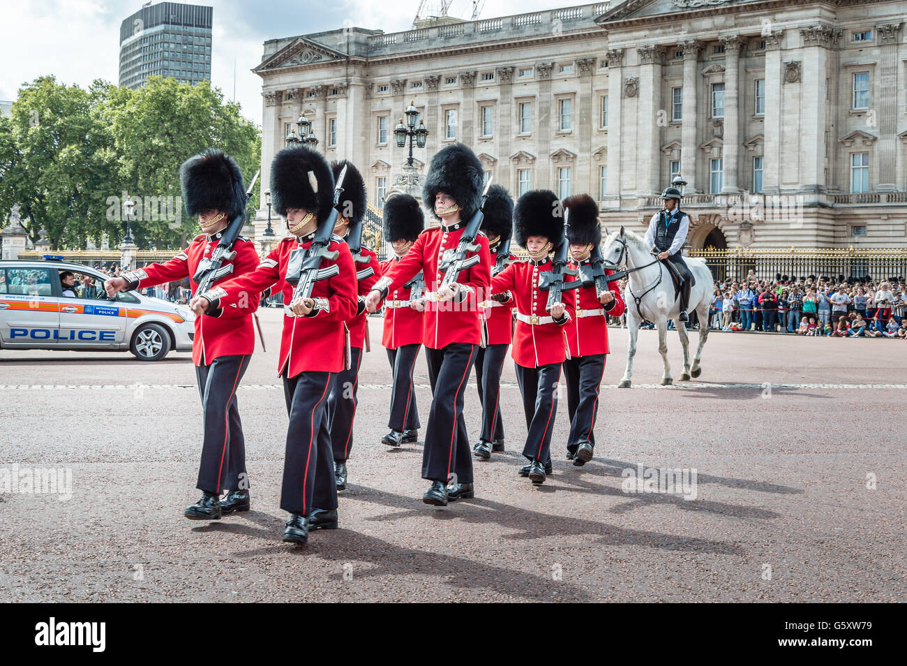 London, UK - August 19, 2015: Royal Guards parade during traditional ...