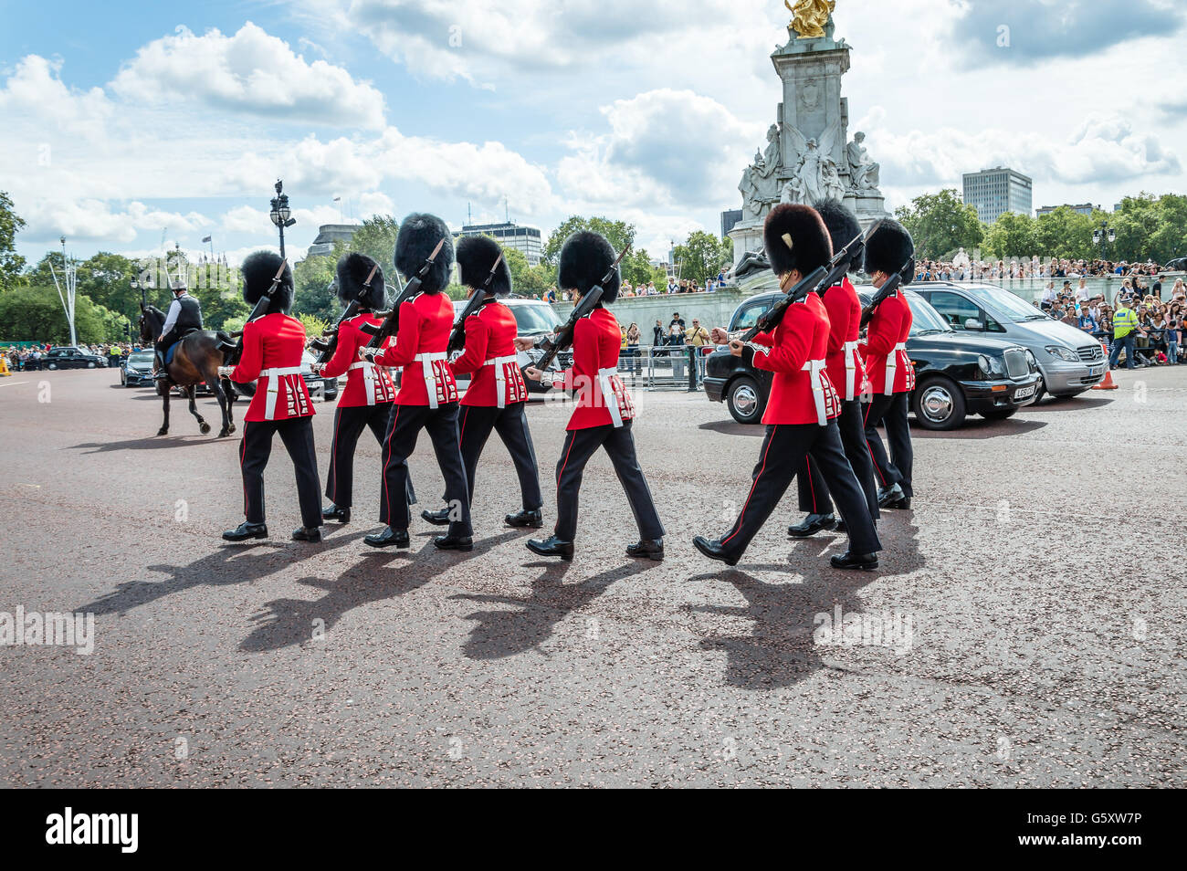 London, UK - August 19, 2015: Royal Guards parade during traditional ...