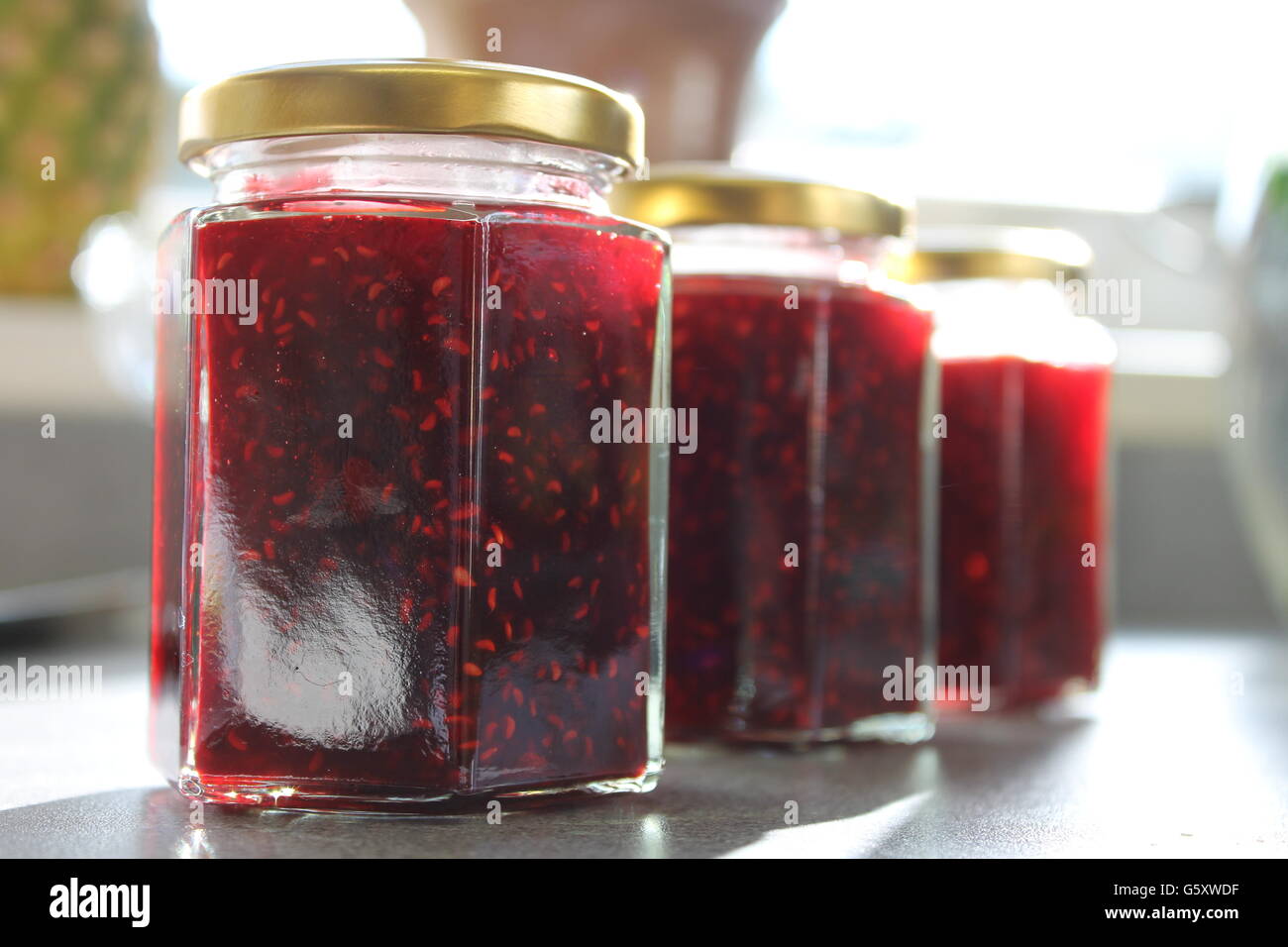 Jam making, making jam, preserves, raspberry jam, homemade Stock Photo ...