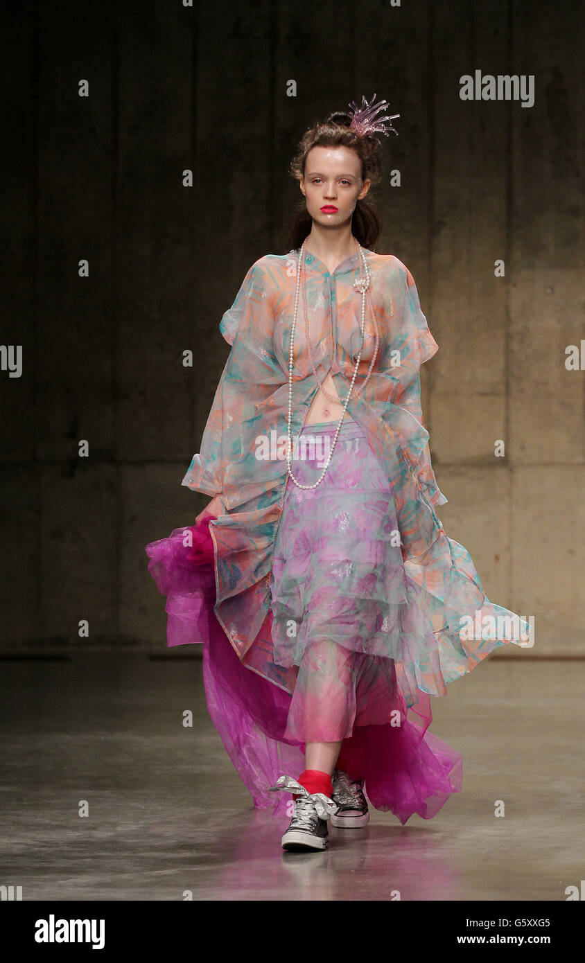 NOTE NUDITY Models on the catwalk wear the Claire Barrow Autumn/Winter ...