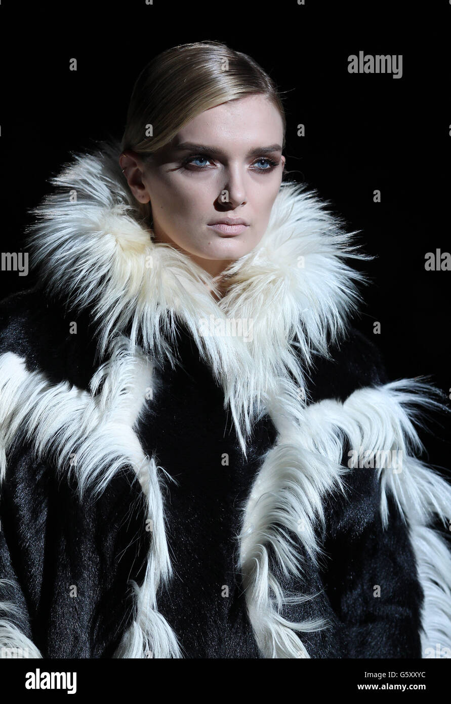 A model on the catwalk during the Tom Ford Autumn/Winter 2013 catwalk ...