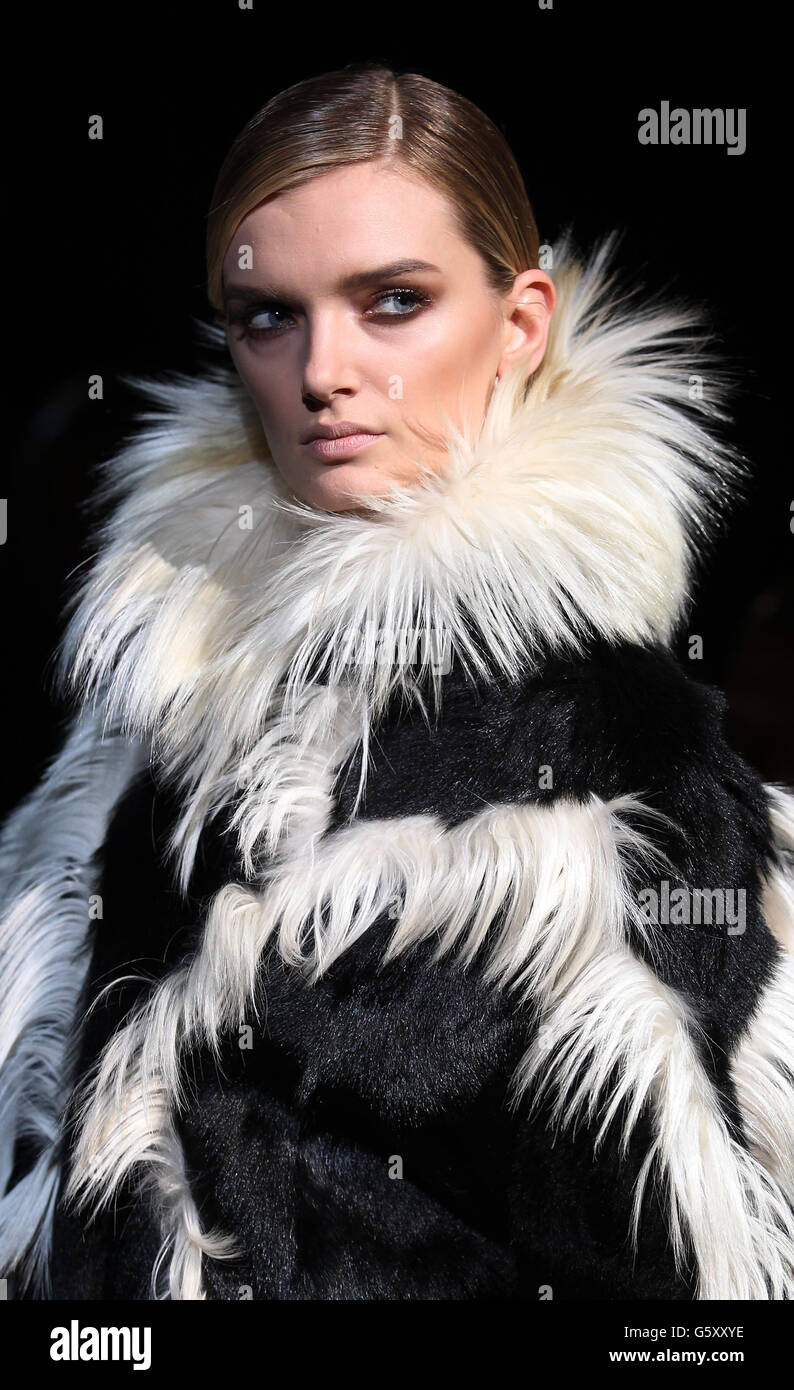 A model on the catwalk during the Tom Ford Autumn/Winter 2013 catwalk ...